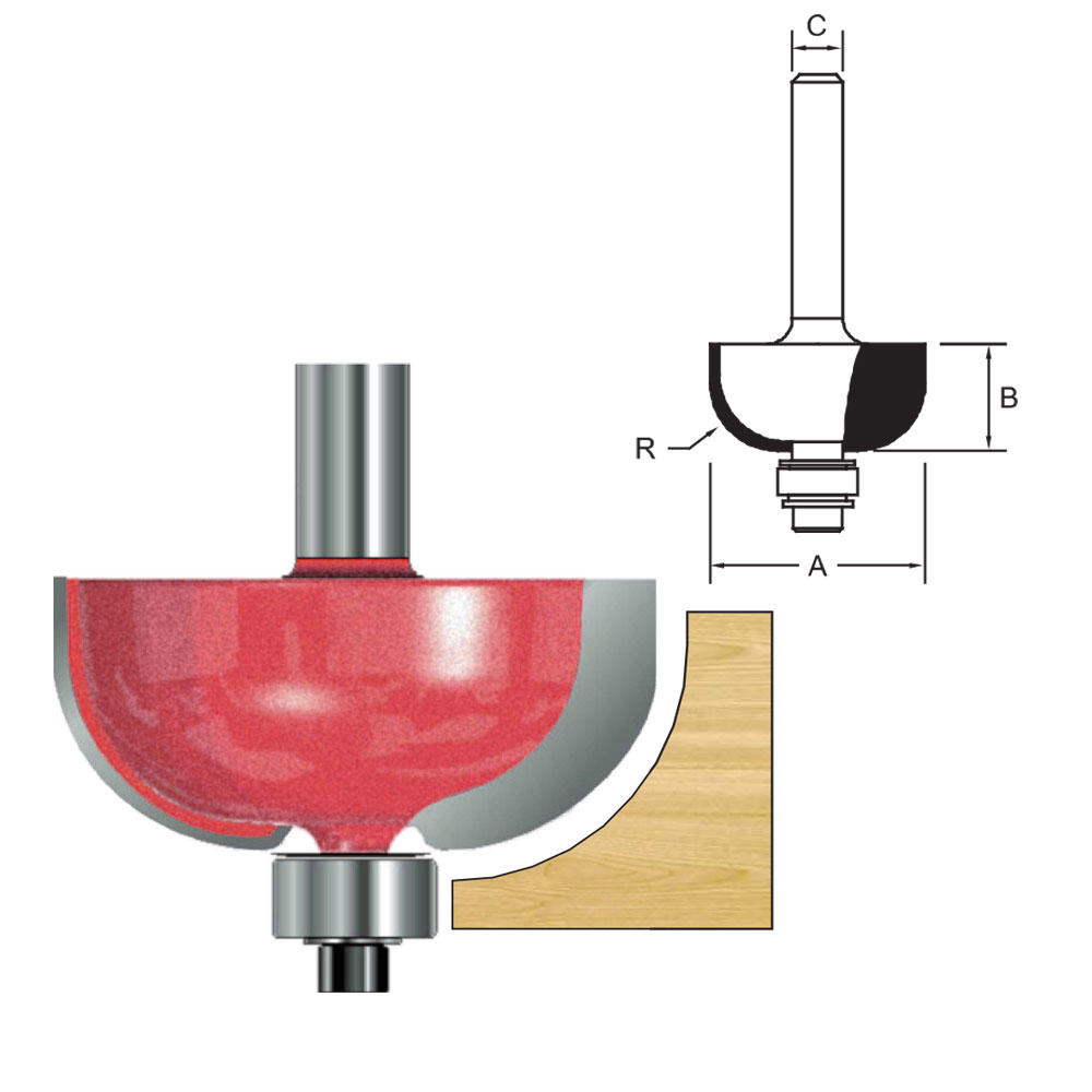 TCT Cove Cutter Router Bit with Ball Bearing, Double Cutter, Right ...